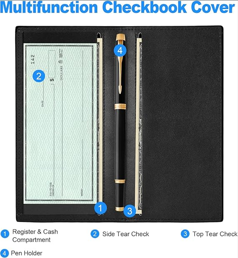 Premium Leather Checkbook Cover for Men and Women Checkbook Holder ...