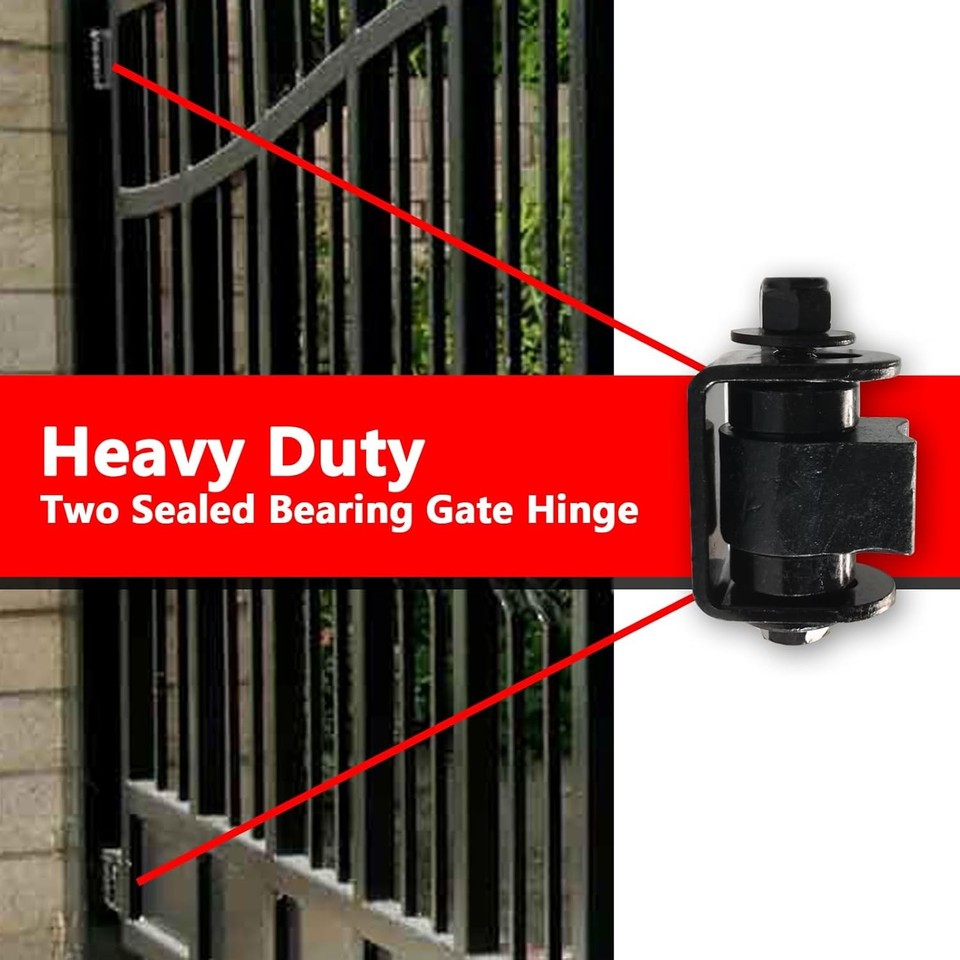 2Pack Heavy Duty Sealed Bearing Gate Hinge,Adjustable Yoke Pivot Black ...