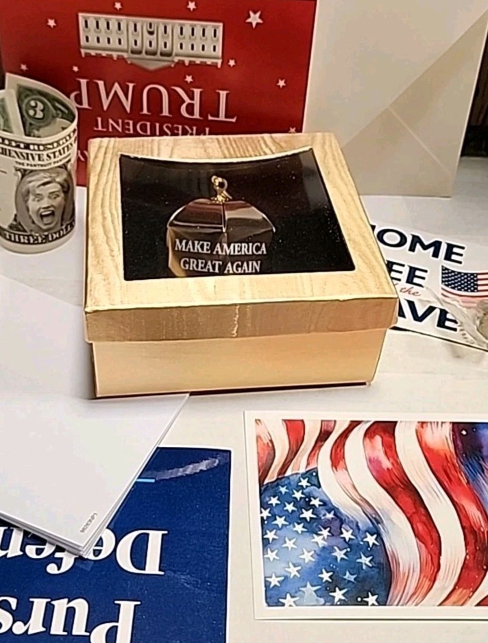 NEW : Official Donald Trump MAGA Gold Hat Metal CHRISTMAS Ornament Make ...