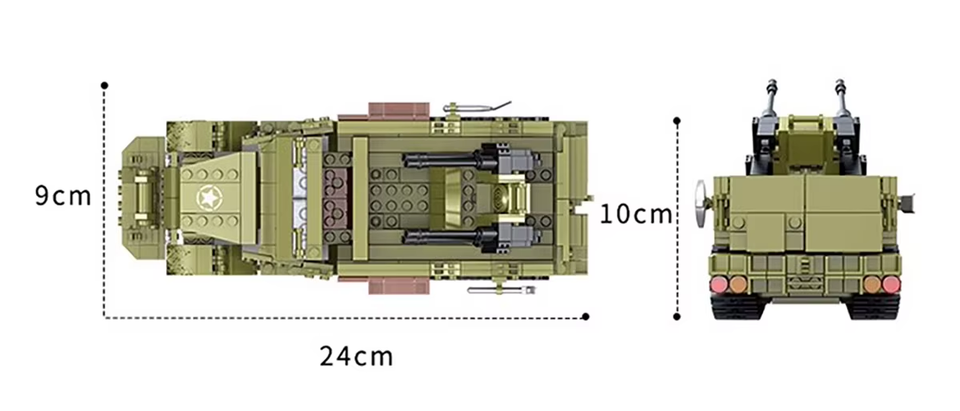 WW2 Military Building Blocks Tank M16 Armored Vehicle Model German DIY ...