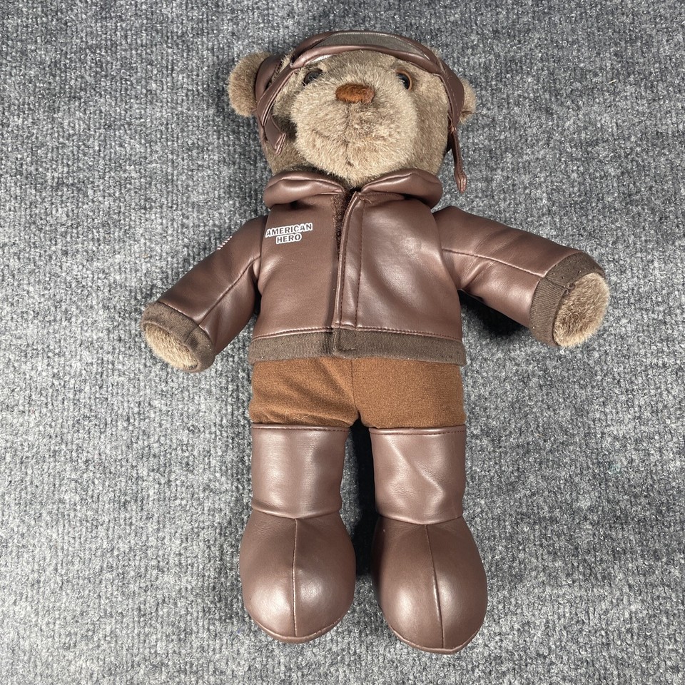 Applause American Hero AVIATOR teddy bear plush stuffed animal leather ...