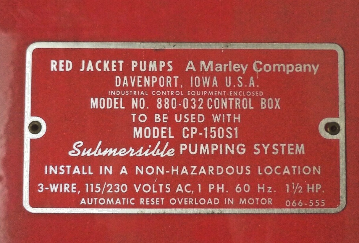 Red Jacket Pumps Control Box pn 880-032 | eBay