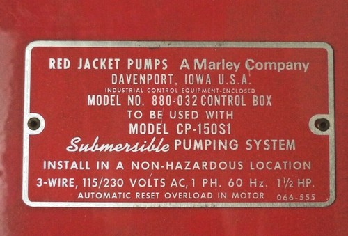 Red Jacket Pumps Control Box pn 880-032 | eBay