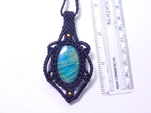 Amazonite Gemstone Macrame pendant Rope Chain Necklace Jewelry 73 Cts ...
