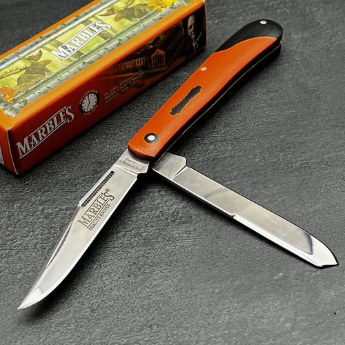 Marbles Black Orange G10 2 Blade Trapper EDC Traditional Folding Pocket ...