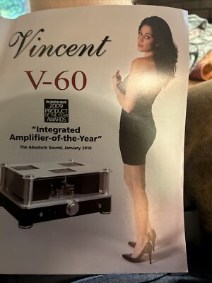VINCENT V-60 INTEGRATED AMP OF THE YEAR AUDIOPHILE BROCHURE MANUAL RARE ...
