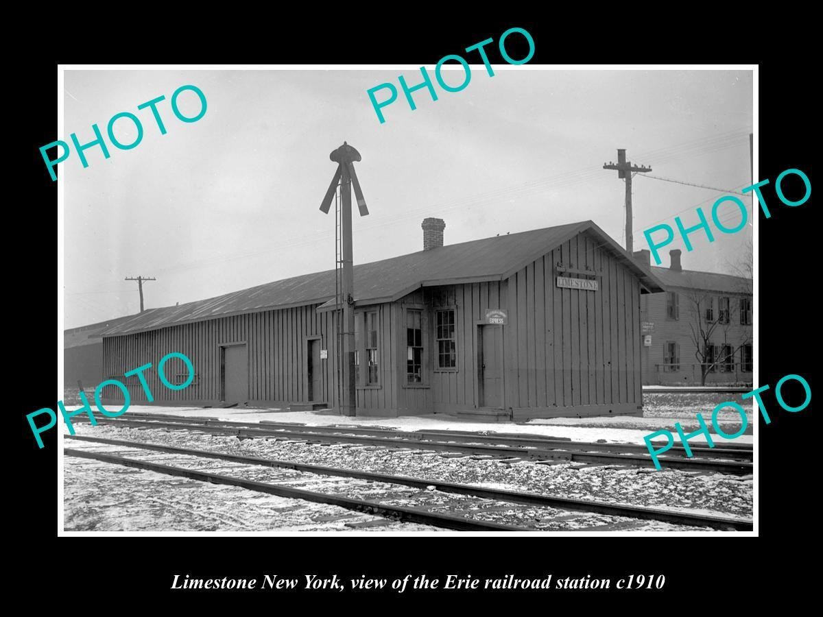 OLD 8x6 HISTORIC PHOTO OF LIMESTONE NEW YORK THE ERIE RAILROAD STATION ...