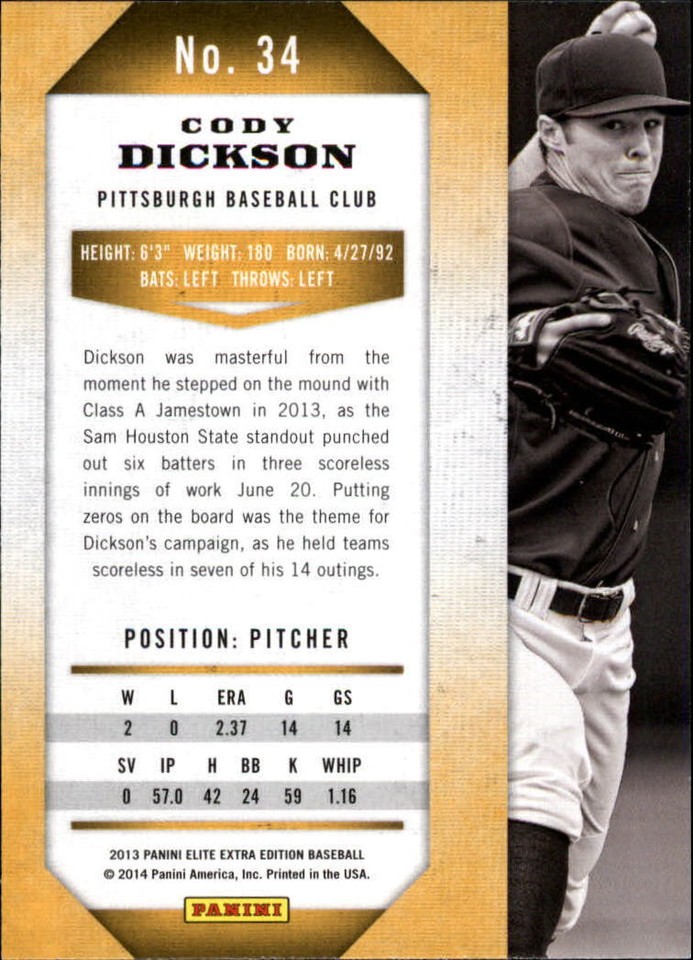 2013 Elite Extra Edition #34 Cody Dickson | eBay