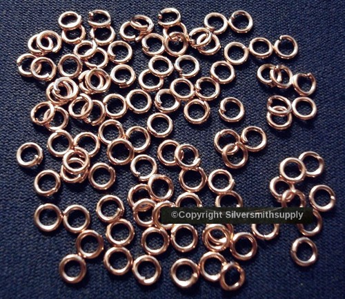 Medium Rose gold plated open jump rings 4mm dia. rnd wire 20 ga 100 pcs ...