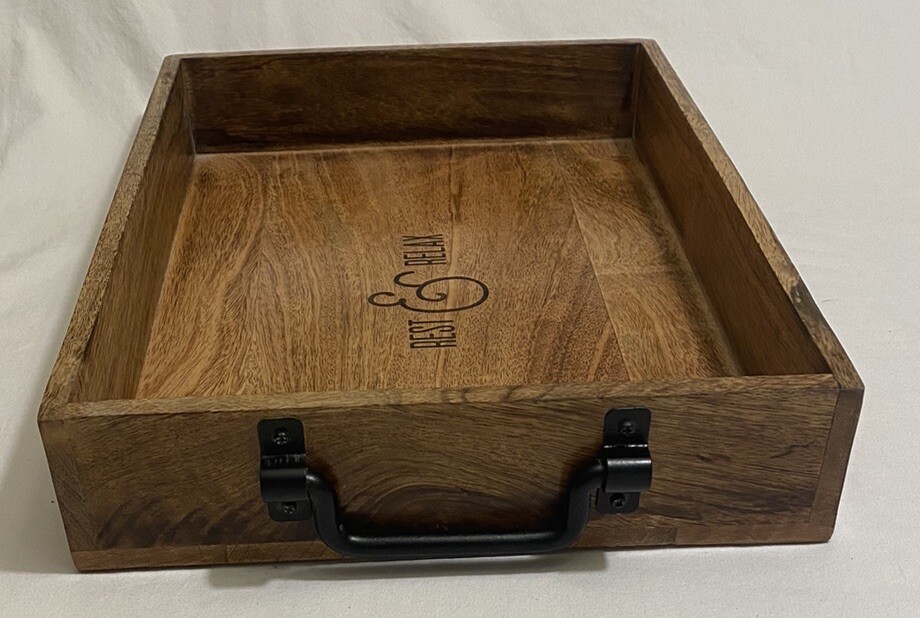 Thirty-One Close To Home Serving Tray Mango Wood “Rest & Relax” EUC | eBay