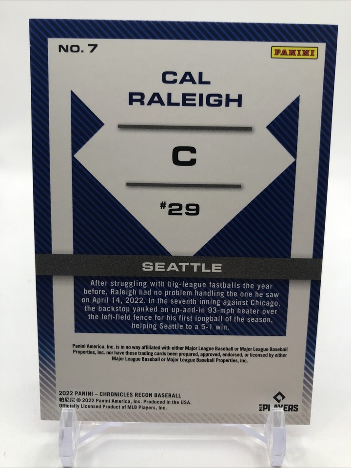 Cal Raleigh RC Insert 2022 Panini Chronicles Recon #7 Seattle Mariners ...