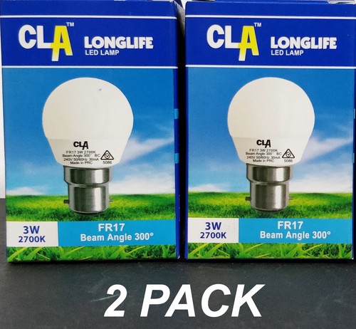 2 x 3W LED Warm White Light Globes Bulbs Lamps B22 Bayonet 2700K Fancy ...