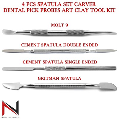 Dental Art Sculpting Tool Kit - 4 Pcs Set Dental Spatula Carver Pick ...