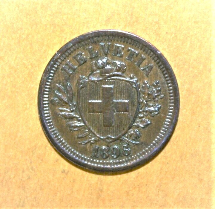 S8 - Switzerland 1 Rappen 1898 Extremely Fine Copper Coin - HELVETIA | eBay