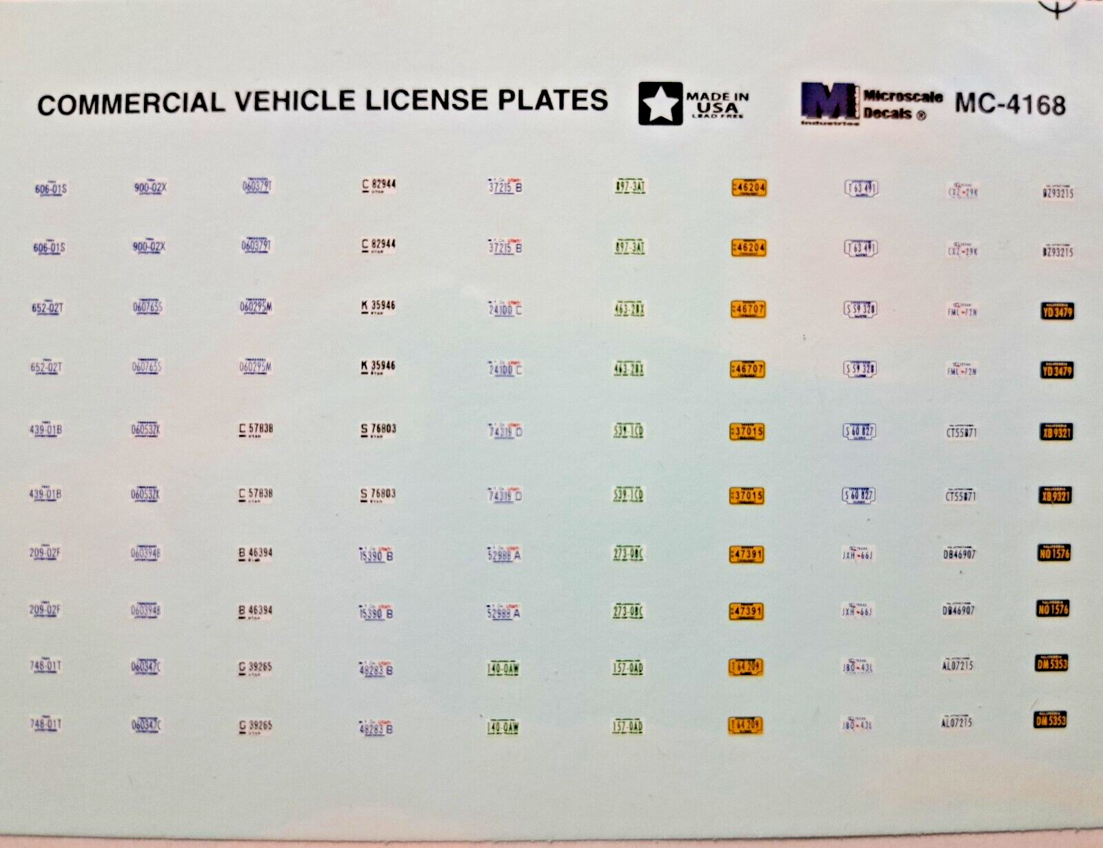 Microscale MC-4168 1/87 HO Commercial Vehicle Truck License Plates 1970 ...
