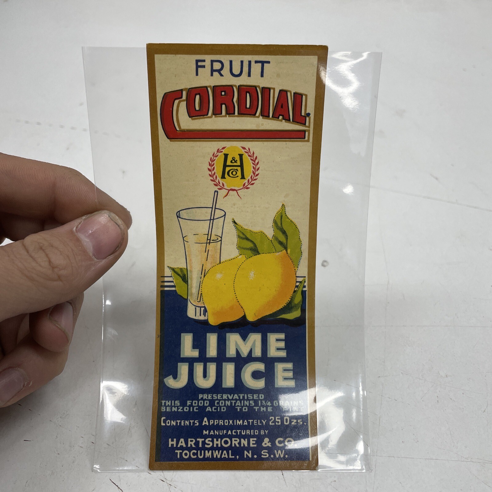 VINTAGE Soft Drink Cordial Label Australia Fruit Lime Juice Junk ...