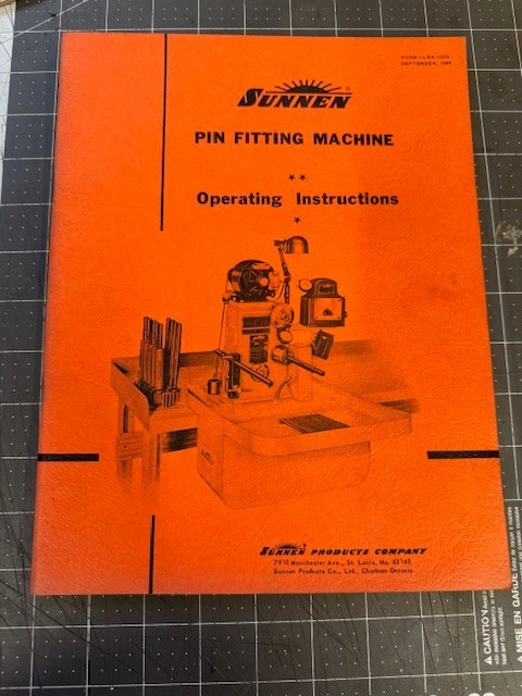 Vintage Original SUNNEN Pin Fitting Machine Operating Manual | eBay
