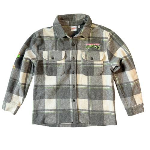 Nickelodeon Teenage Ninja Turtles Flannel Button Down Shirt Boys Medium ...