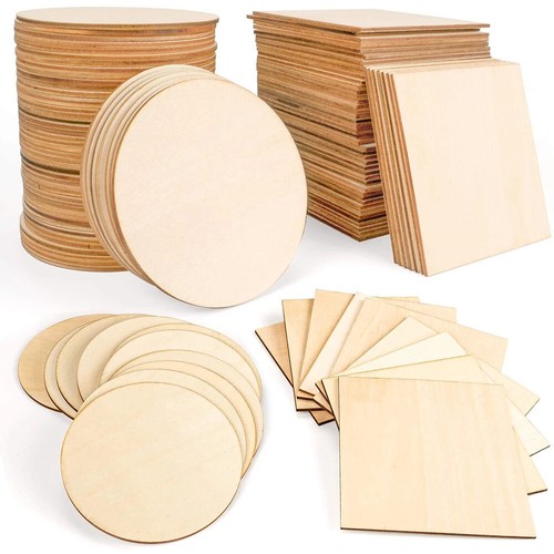 10Pcs Wooden Coasters 10CM Square Round Blank Wood Pieces Crafts DIY ...