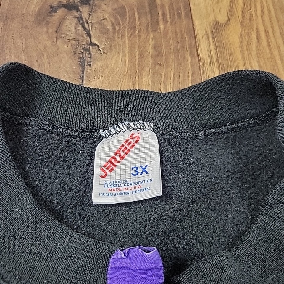 Vintage Jerzees Sweatshirt Adult 3XL Black Purple Snap Cardigan Sweater ...