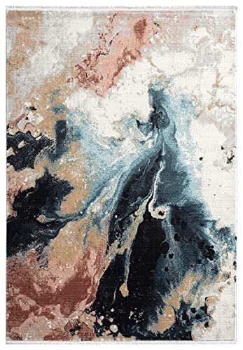Abani 2'x3' Orange Blue & Cream Rugs Watercolor Design Area Rug Azure ...
