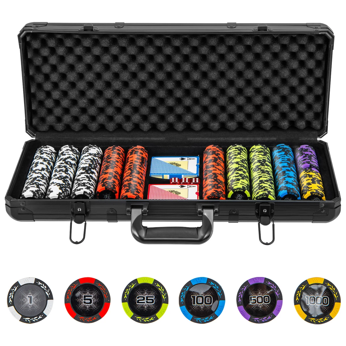 Complete Gram Clay Poker Chip Set 500 Pieces Claytec Chips for Texas ...
