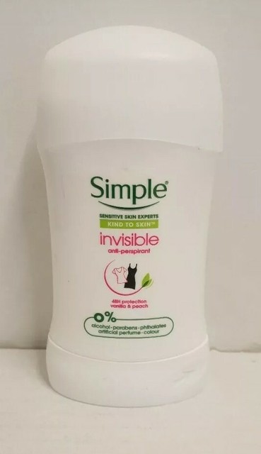 Simple Anti-perspirant Deodorant Stick Invisible 40ml X 6 Sticks for ...