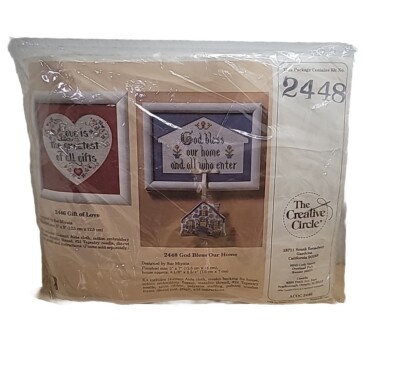 The Creative Circle Cross Stitch Kit # 2448 GOD BLESS OUR HOME Frame ...