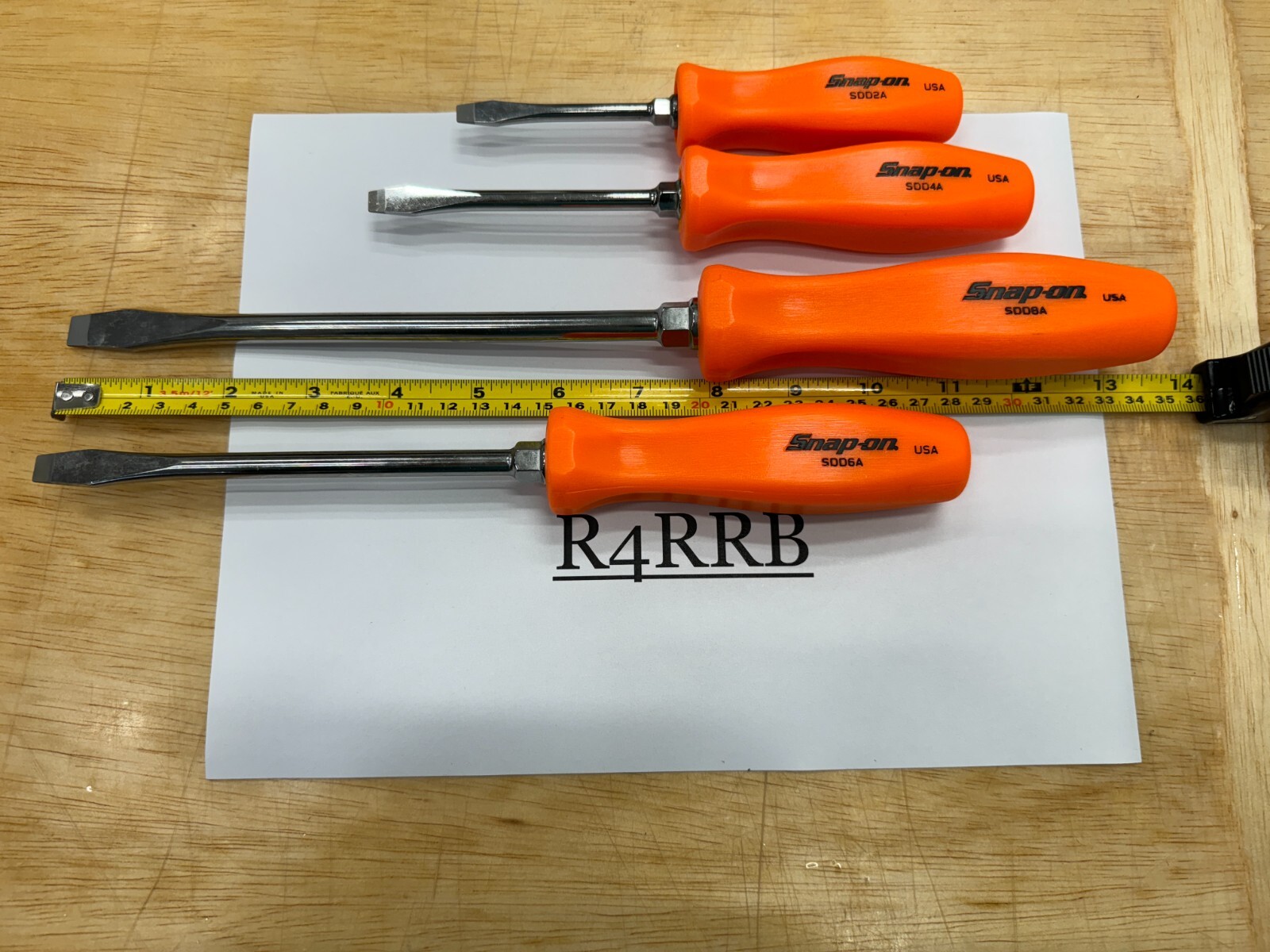 Snap-on Tools USA 4pc Orange Hard Handle All Flat Head Screwdriver SET ...