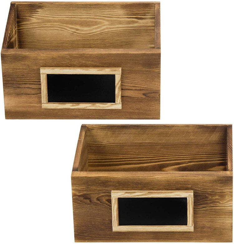 Burnt Wood Wall Mounted Mail/File/Magazine Holder w/ Chalkboard Label ...