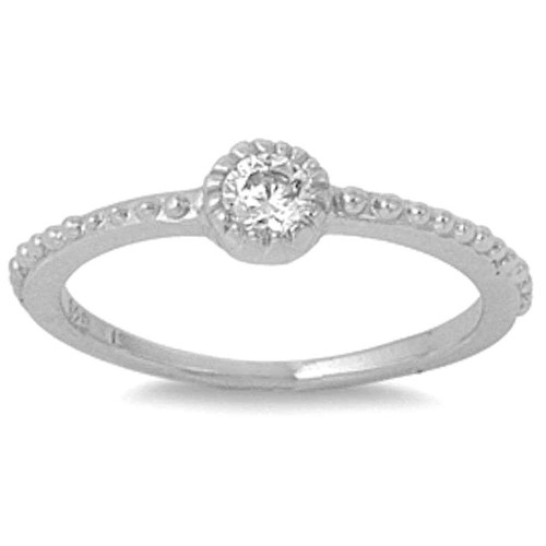 Dainty .18 CW CZ Solitaire Stackable Eternity Bridal Wedding Ring 925 ...