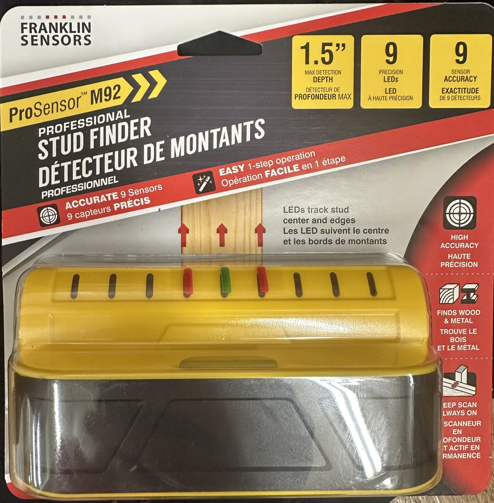 Franklin Sensors ProSensor M92 Professional Stud Finder(9 Sensors & 1.5 ...