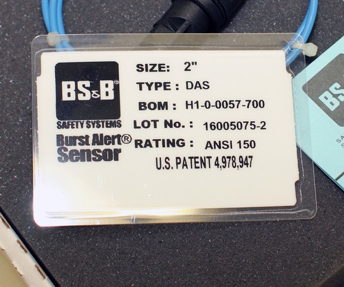 BS&B Safety Systems H1-0-0057-700 2" Type DAS Burst Sensor Rupture Disc ...