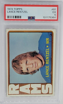 1972 Topps #81 Lance Rentzel Card - Graded PSA 5 EX, Los Angeles Rams ...