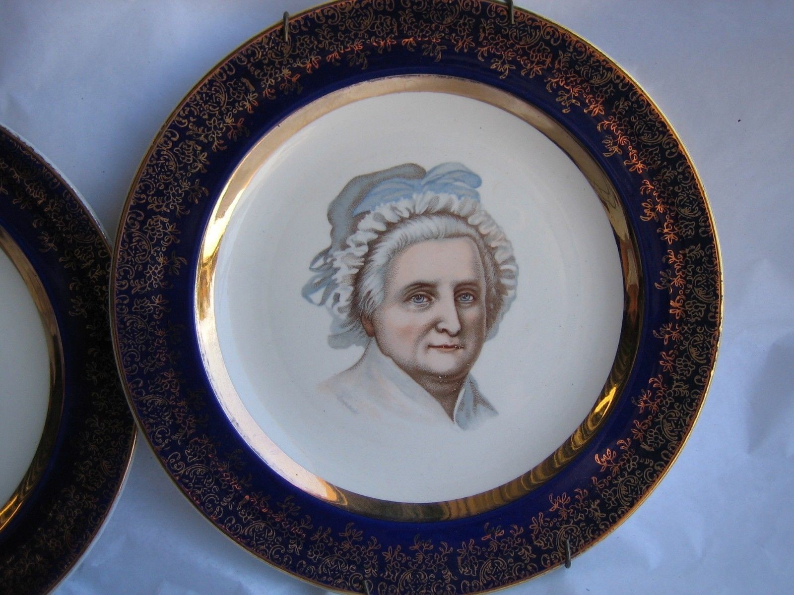 VTG George Washington & Martha Washington Plates 22k Gold Capsco ...