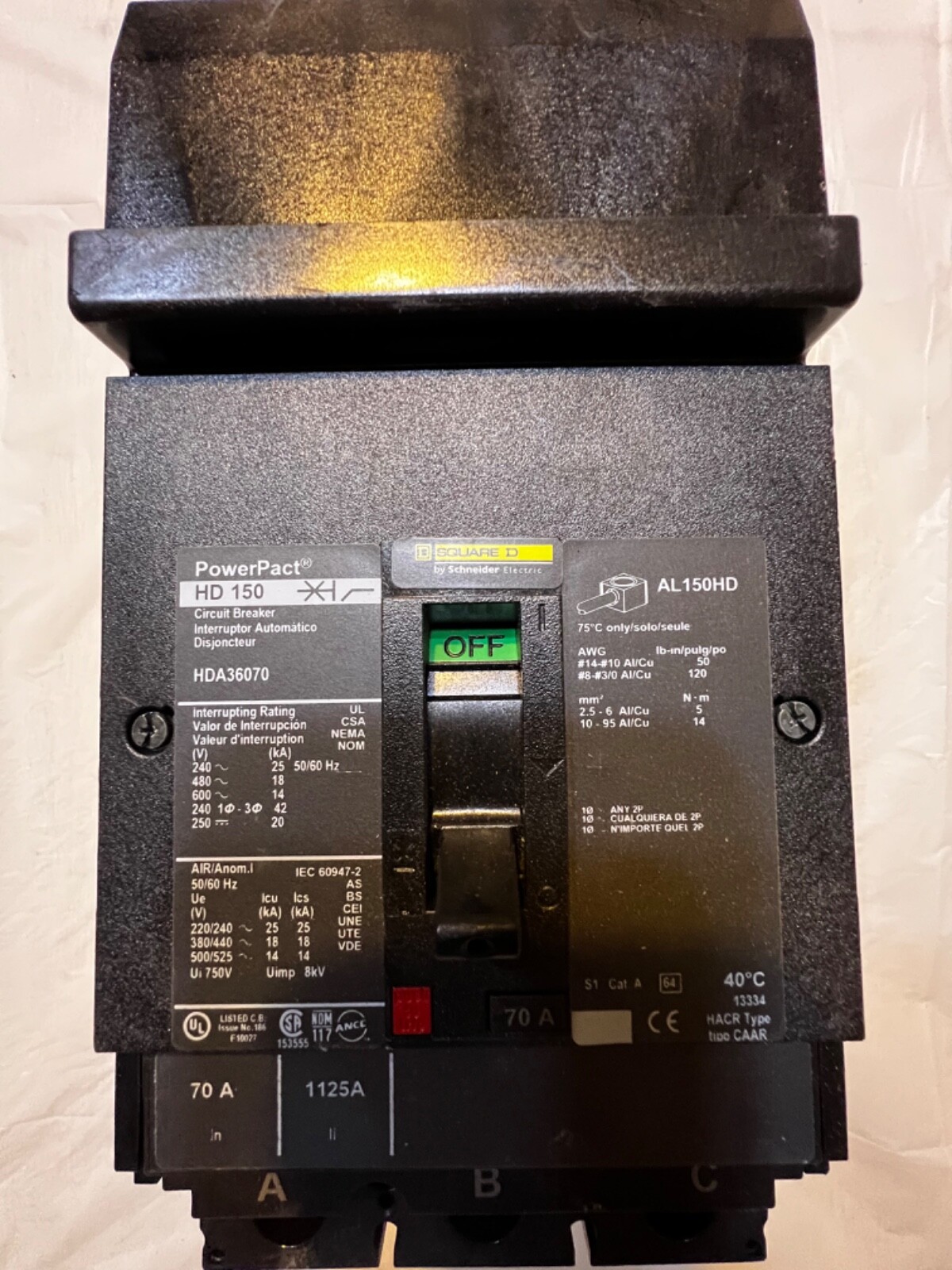 SQUARE D HDA36070 breaker 785901419976| eBay