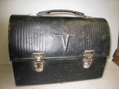 BLACK DOME METAL LUNCH BOX PAIL COAL MINERS STEEL ALADDIN 1900S VINTAGE ...