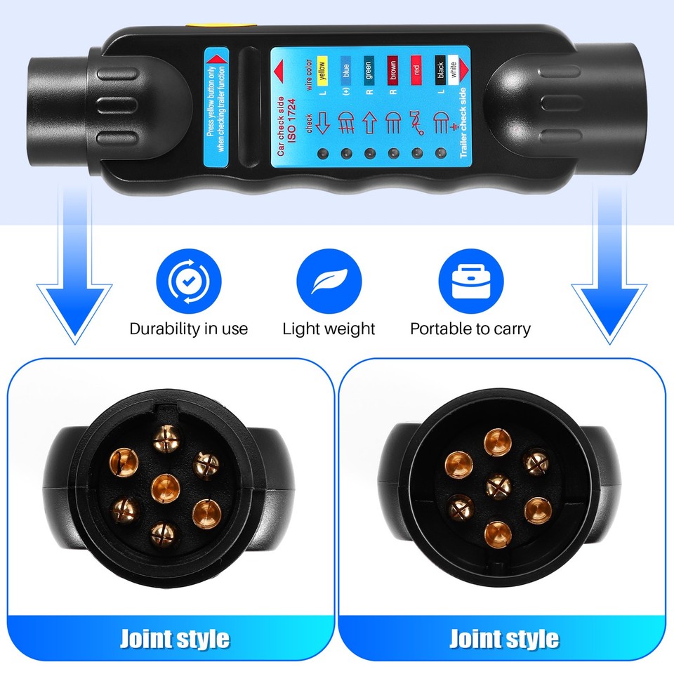 12V 7-Core Trailer Tester Diagnostic Tool Plug Socket Connector for ...