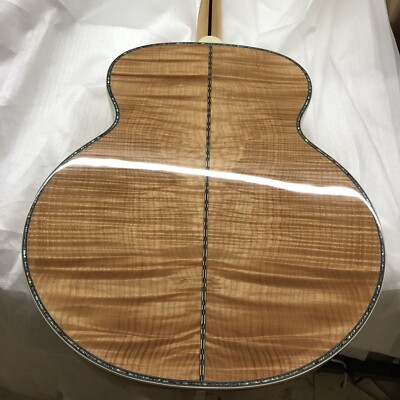 43 Inch Solid Spruce Top Flame Maple Jumbo Body Acoustic Guitar Abalone ...