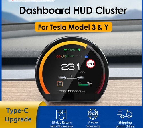 Fits Tesla HD LCD Dashboard HUD Screen Model 3 Digital Smart Gauge ...