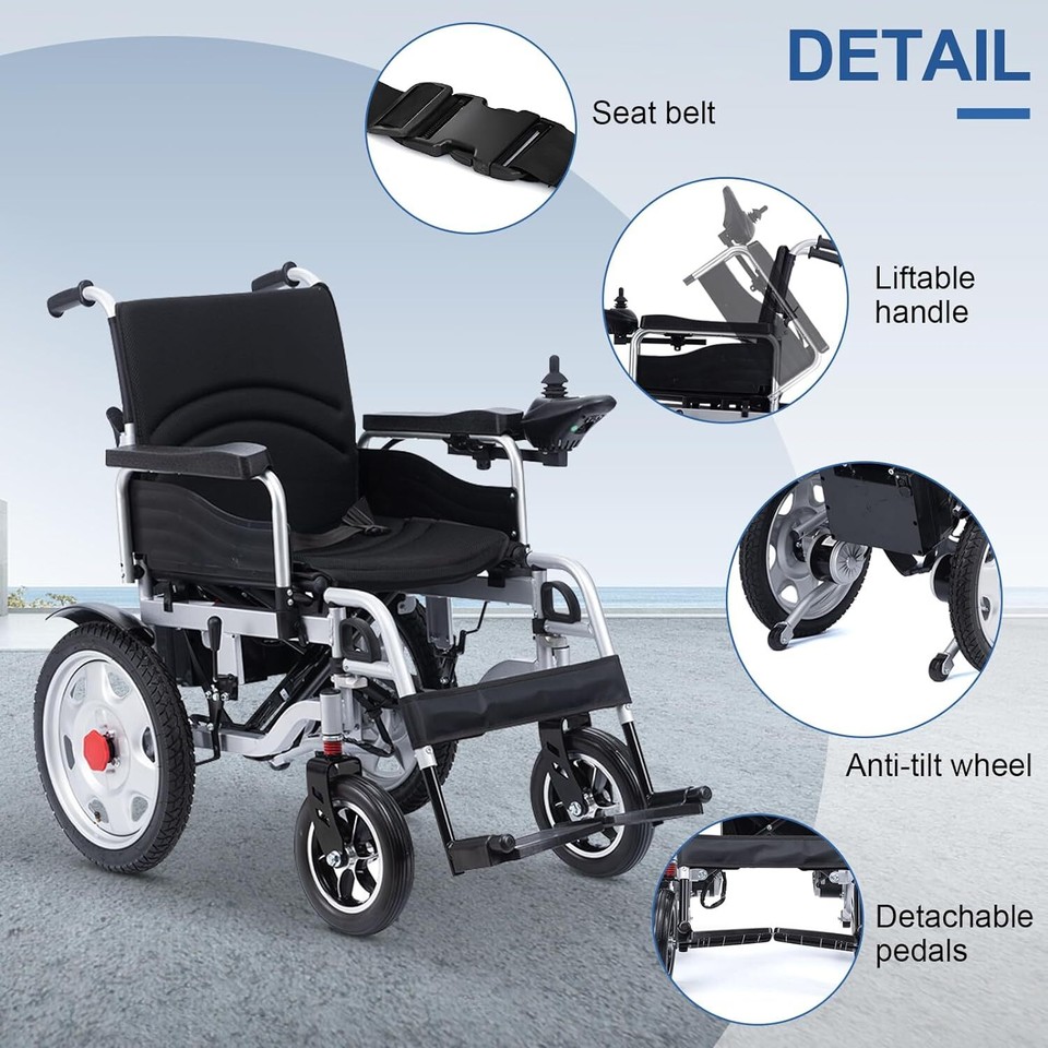 500W Dual Motor Electric Wheelchair Folding Mobility Aid Motorized ...