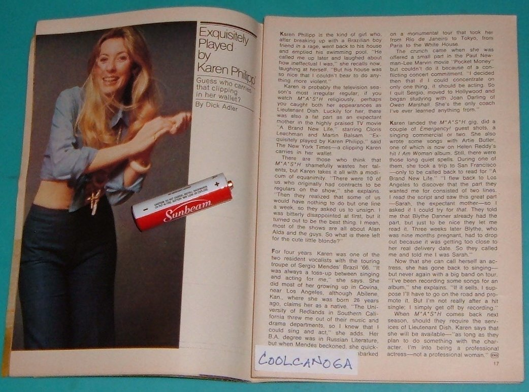 1973 TV ARTICLE KAREN PHILIPP LIEUTENANT DISH on MASH UNIVERSITY OF ...