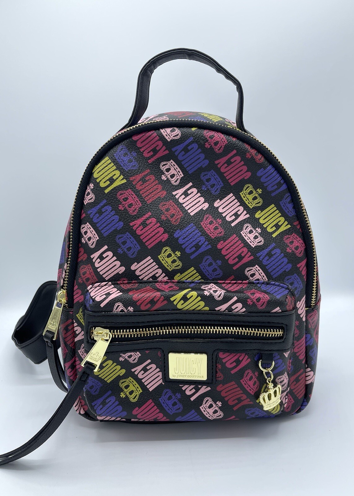 Juicy Couture LOGO Backpack Purple Pink Green Black Shoulder Bag Purse ...