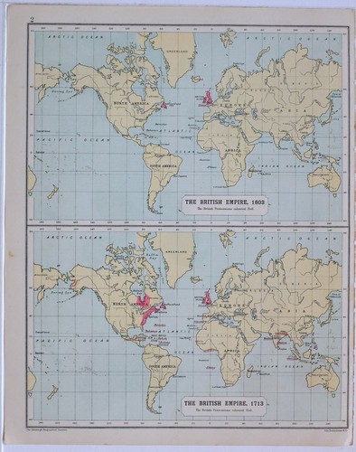HISTORICAL MAP THE WORLD BRITISH EMPIRE 1603 ~ 1713 NEWFOUNDLAND NORTH ...