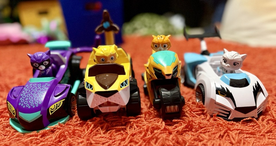 Set of 4 Paw Patrol Cat Pack Figures with Vehicles – Wild, Rory, Shade ...