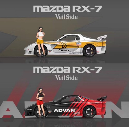 GB AM 1:64 JDM RX7 Veilside Figure Racing Sports Model Diecast Collect ...