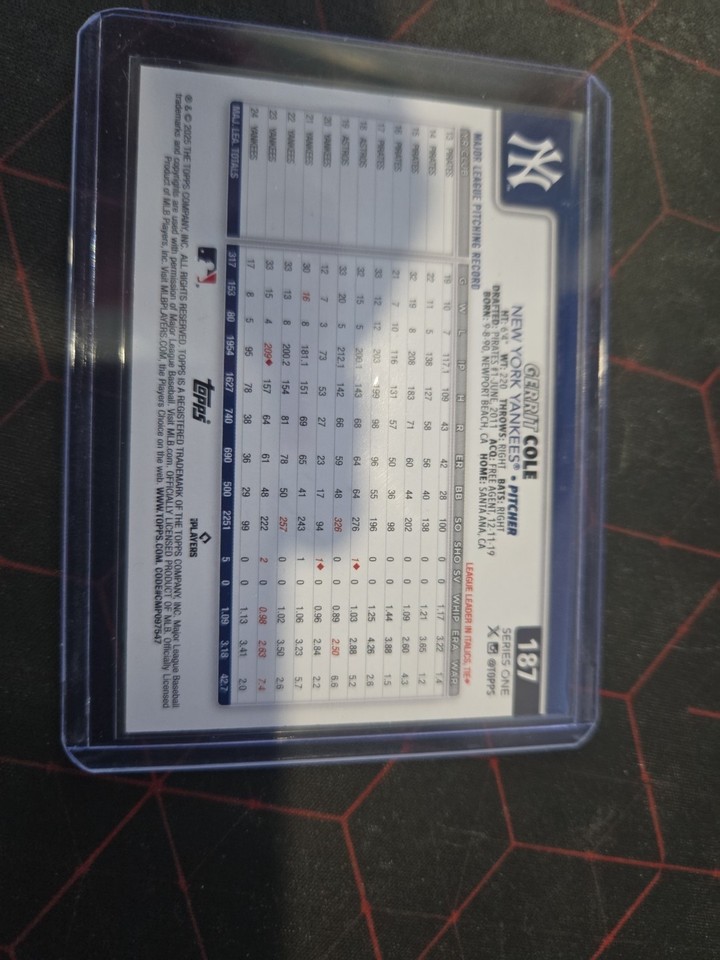 2025 Topps Series 1 Gerrit Cole Topps Foil Fanatics Exclusive #187 SP ...