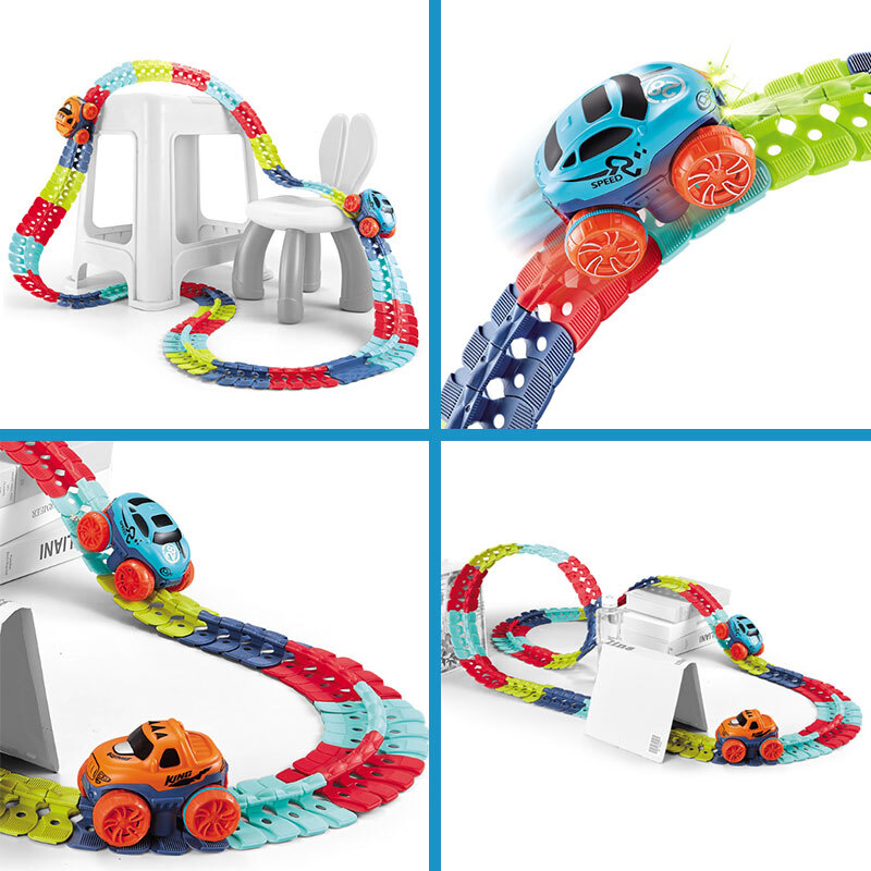 Flexible Rail and Electric Car Set Kids Toy Changeable Track LED ...