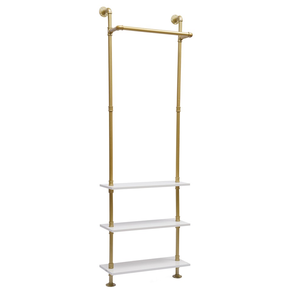 Retro Style Garment Rack Industrial Wall Mounted Clothes Hanger Storage ...