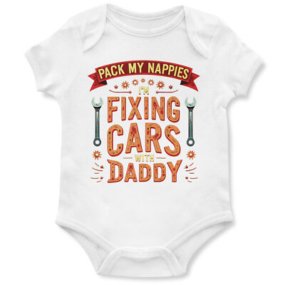 Funny Machanic Babygrow For Babies Pack My Nappies Daddy Design Baby ...
